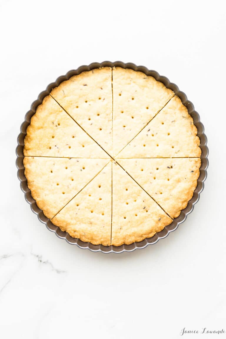 Lavender shortbread cookies dipped in white chocolate - The Bake School
