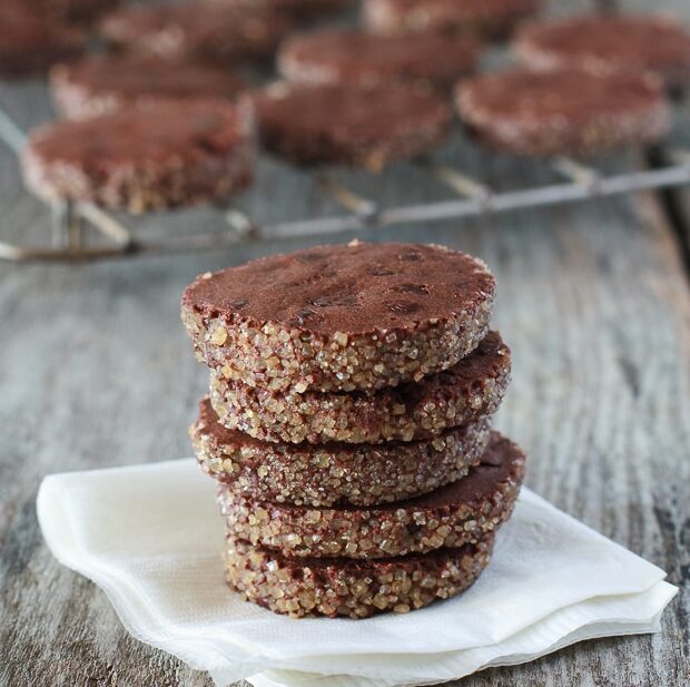Chocolate sablés with mini dark chocolate chips