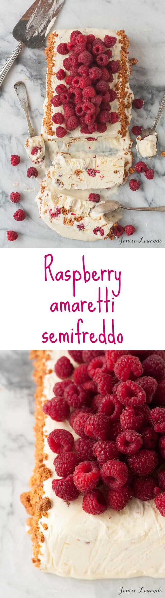 Raspberry amaretti semifreddo