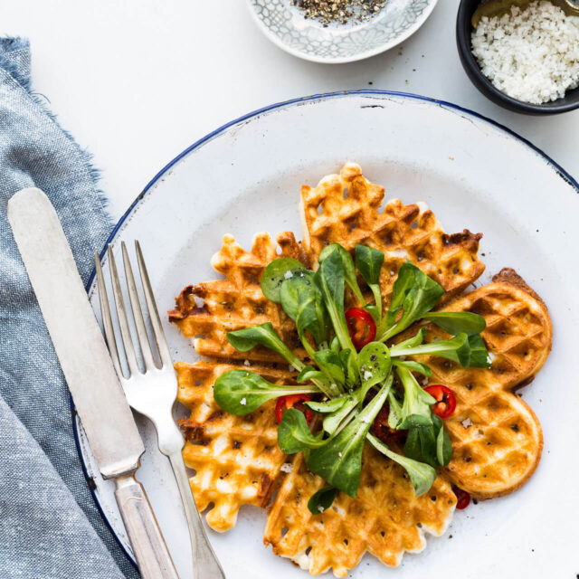 Cheese waffles, a savory twist on a classic brunch recipe