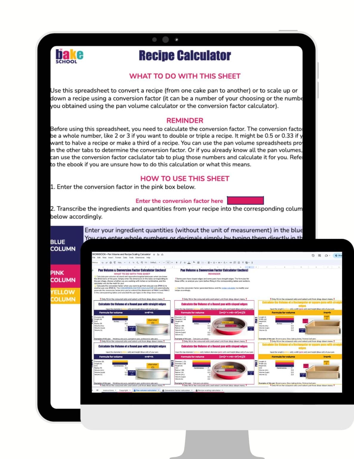 Pan Volume and Recipe Scaling Calculator Workbook - The Bake School