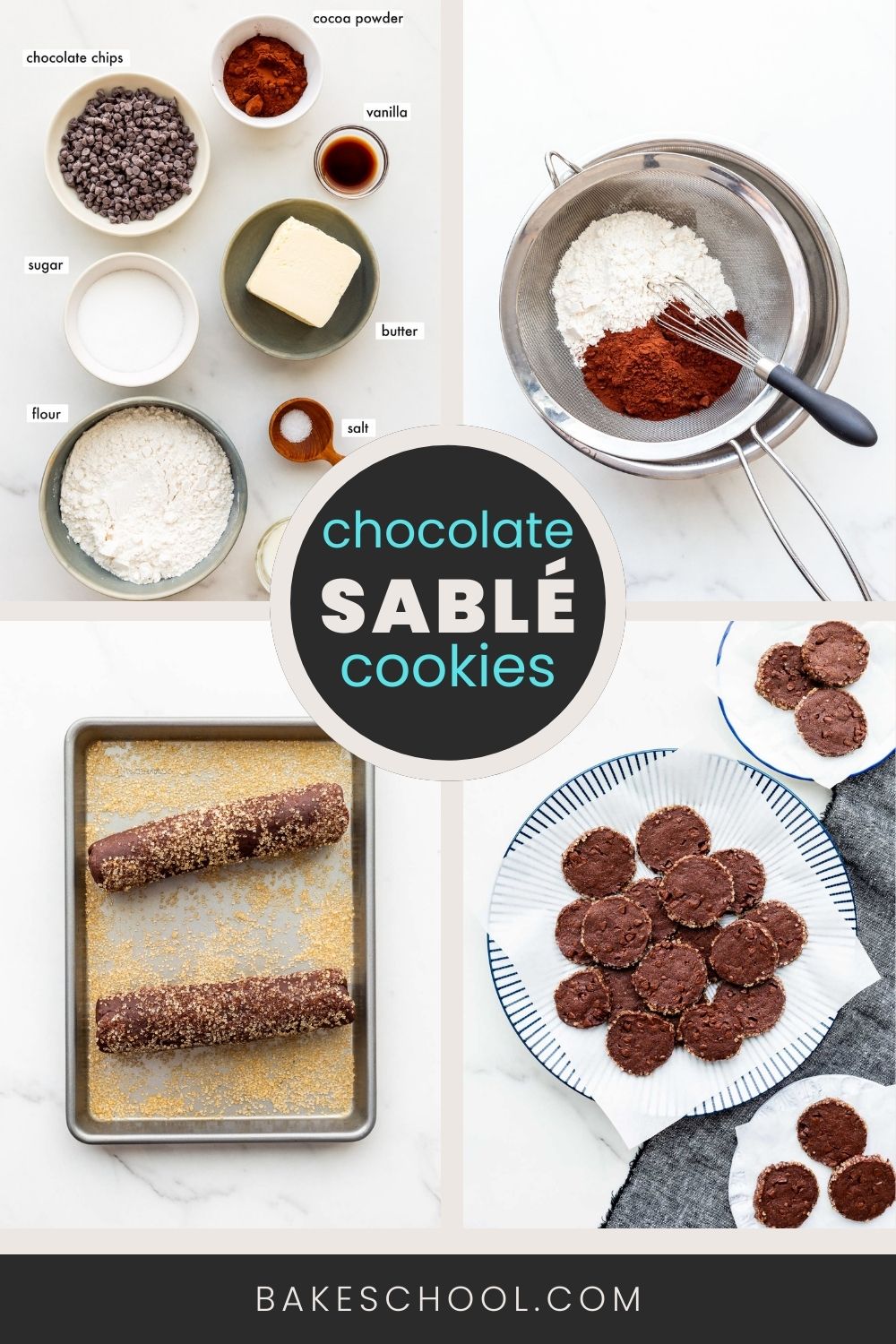 Chocolate sablés with mini dark chocolate chips