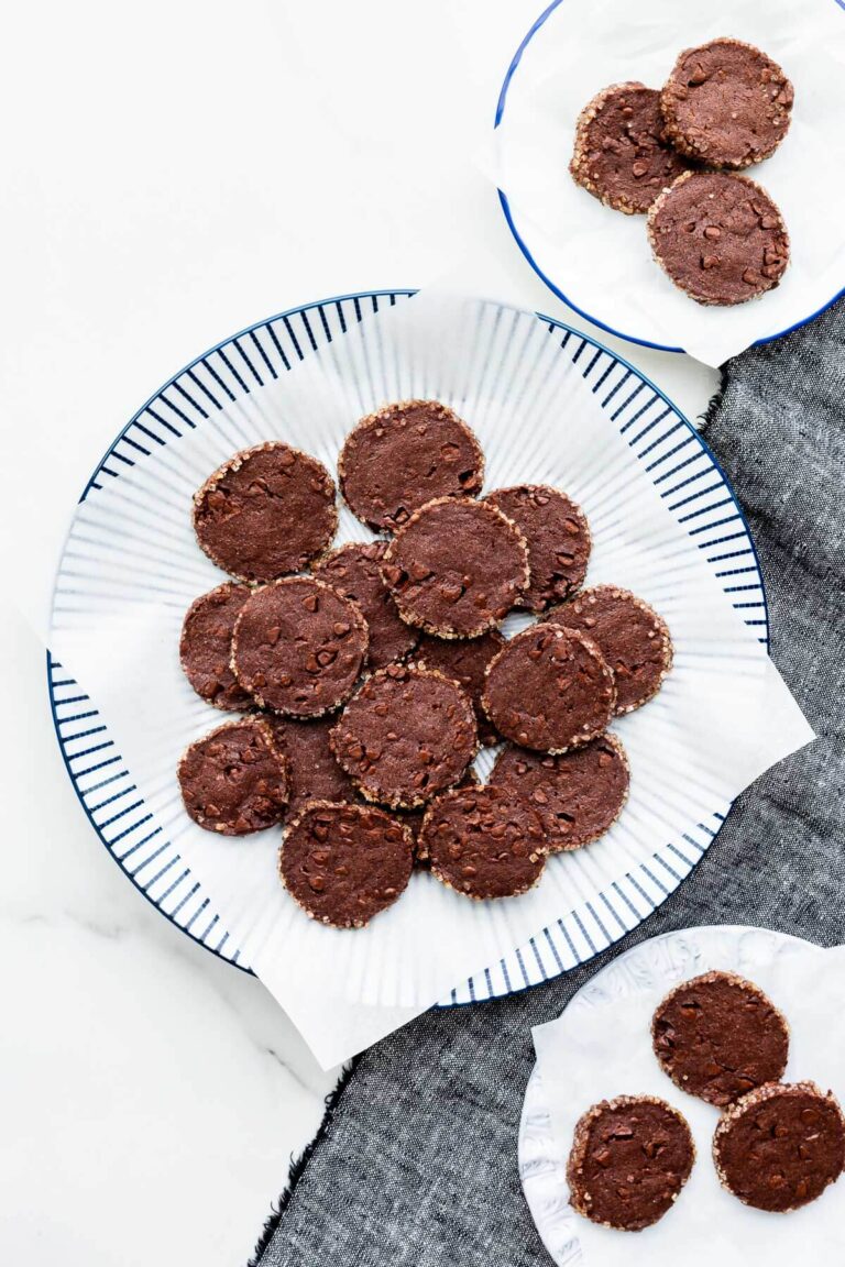 Chocolate sablés with mini dark chocolate chips