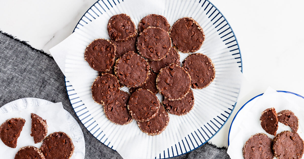 Chocolate sablés with mini dark chocolate chips